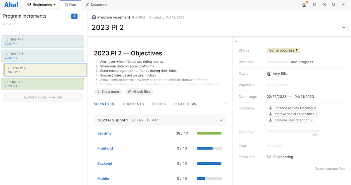 Introducing Program Increments for Companies Using SAFe® | Aha! software