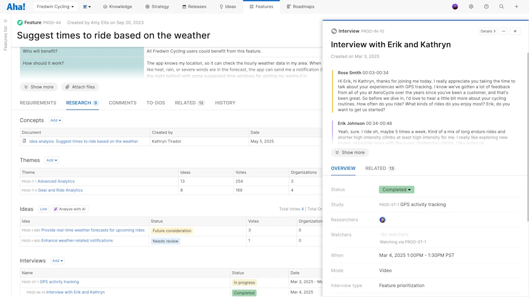 Aha! software use case — Gather feedback on features