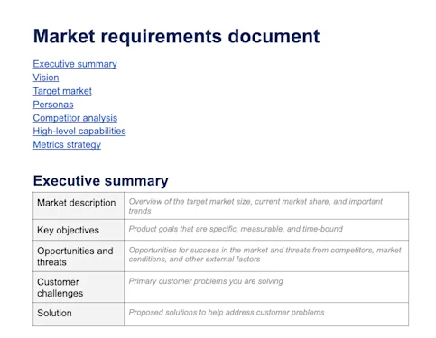 MRD Templates: Options for Product Teams