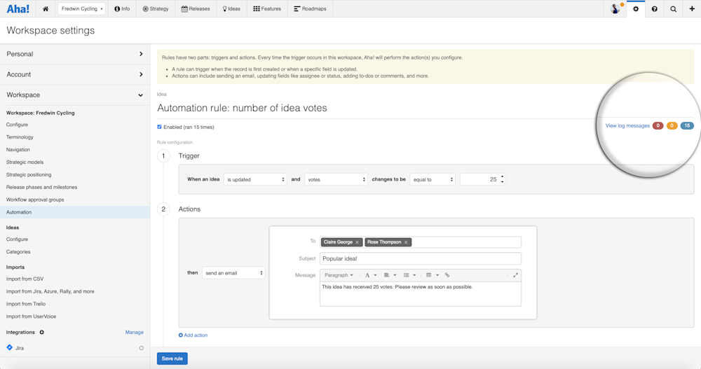 Just Launched! — Automate Tasks in Aha! | Aha! software