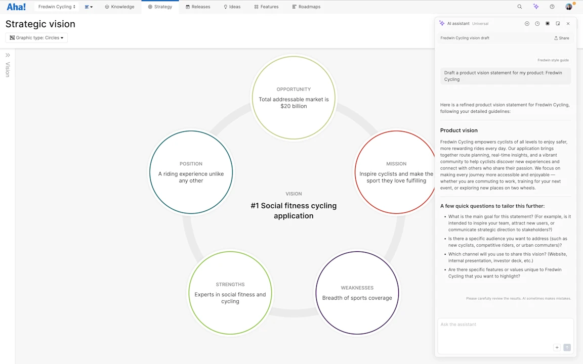 Product vision | Aha! AI prompt library