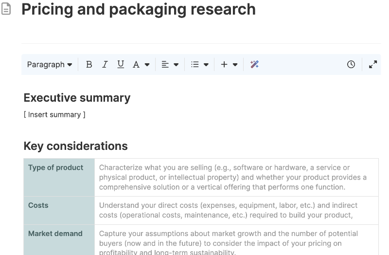 Pricing and Packaging Research Template | Try for Free