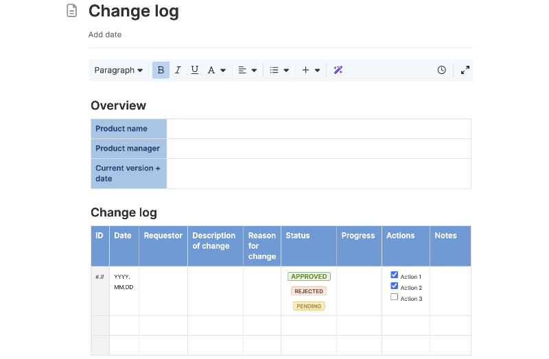 Change Log Template | Try for Free