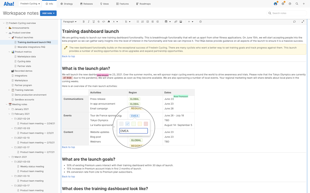 New Rich Formatting Options in the Aha! Text Editor | Aha! software