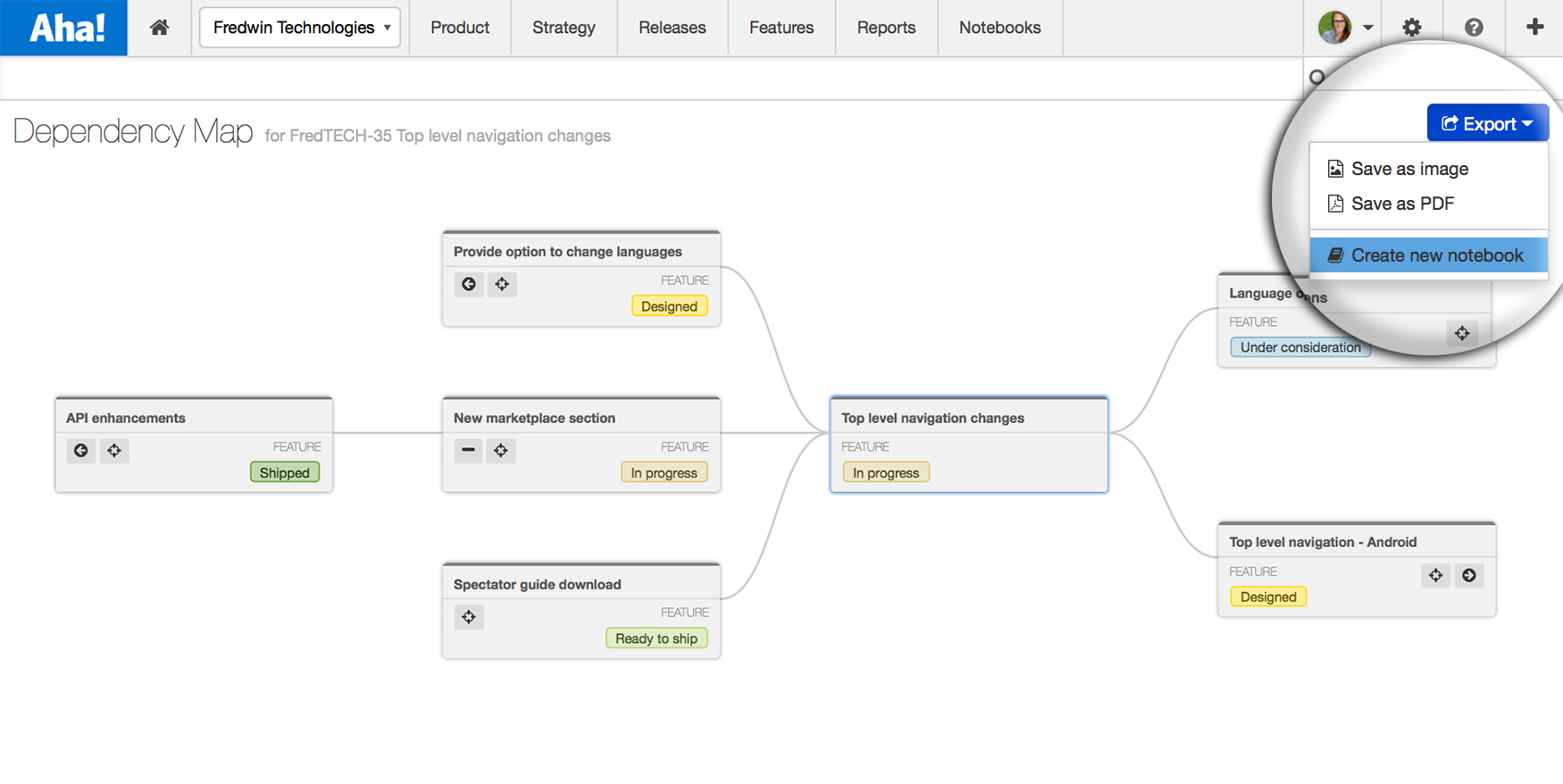Just Launched! — A Visual, Interactive Feature Dependency Map | Aha!