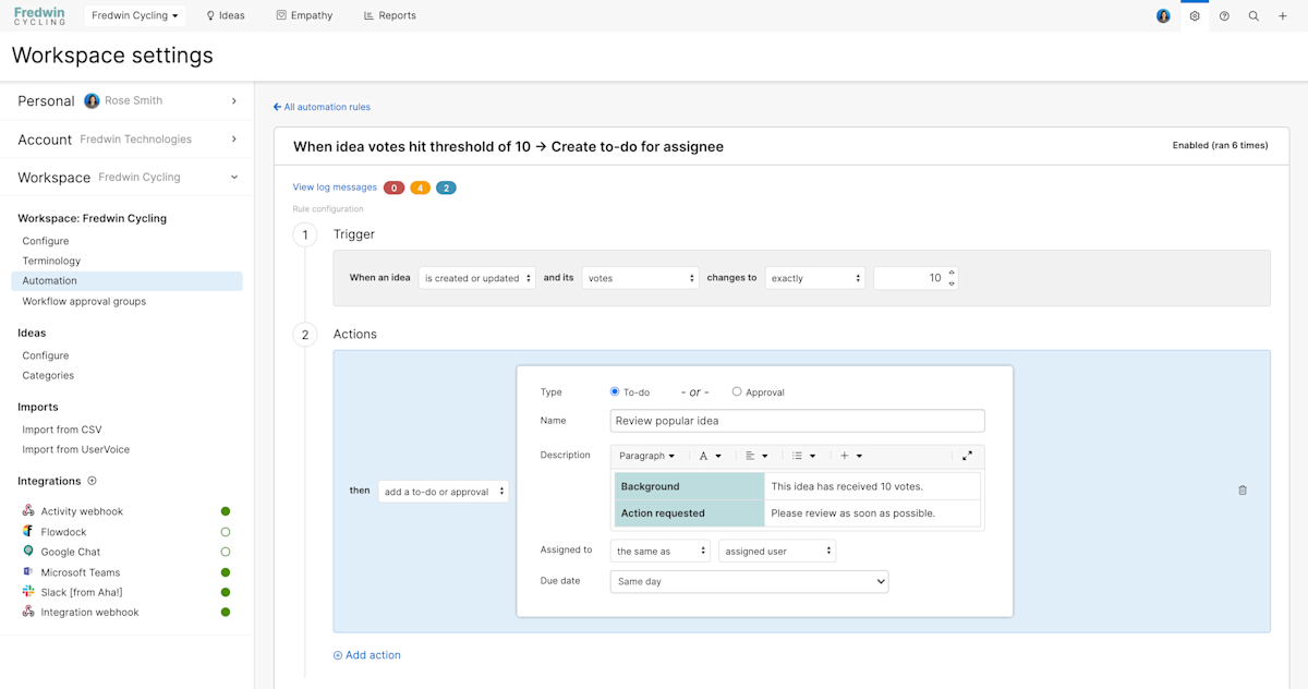 Automate Tasks in Aha! Ideas | Aha! software