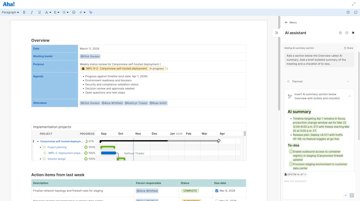 Aha! Teamwork Documents — Centralize Project Knowledge