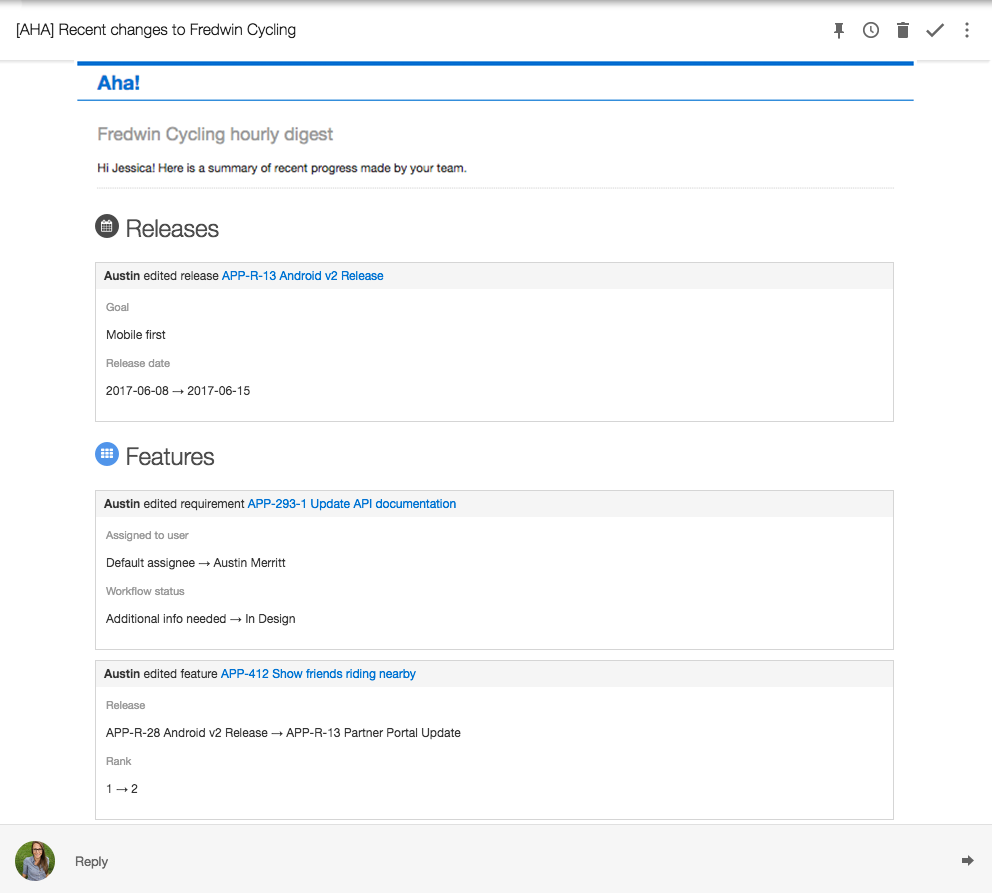 Just Launched! — Daily Digest Emails From Aha! | Aha!