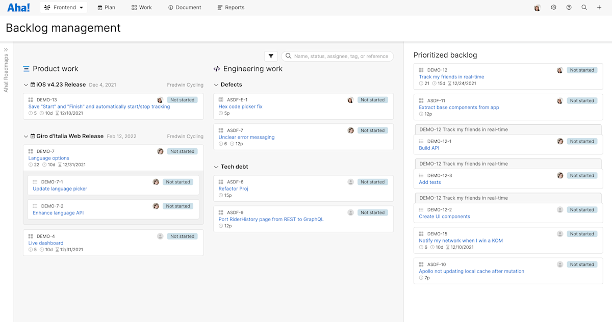 Create One Unified Product and Engineering Backlog in Aha! Develop ...