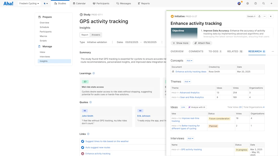 Aha! software use case — Validate product initiatives