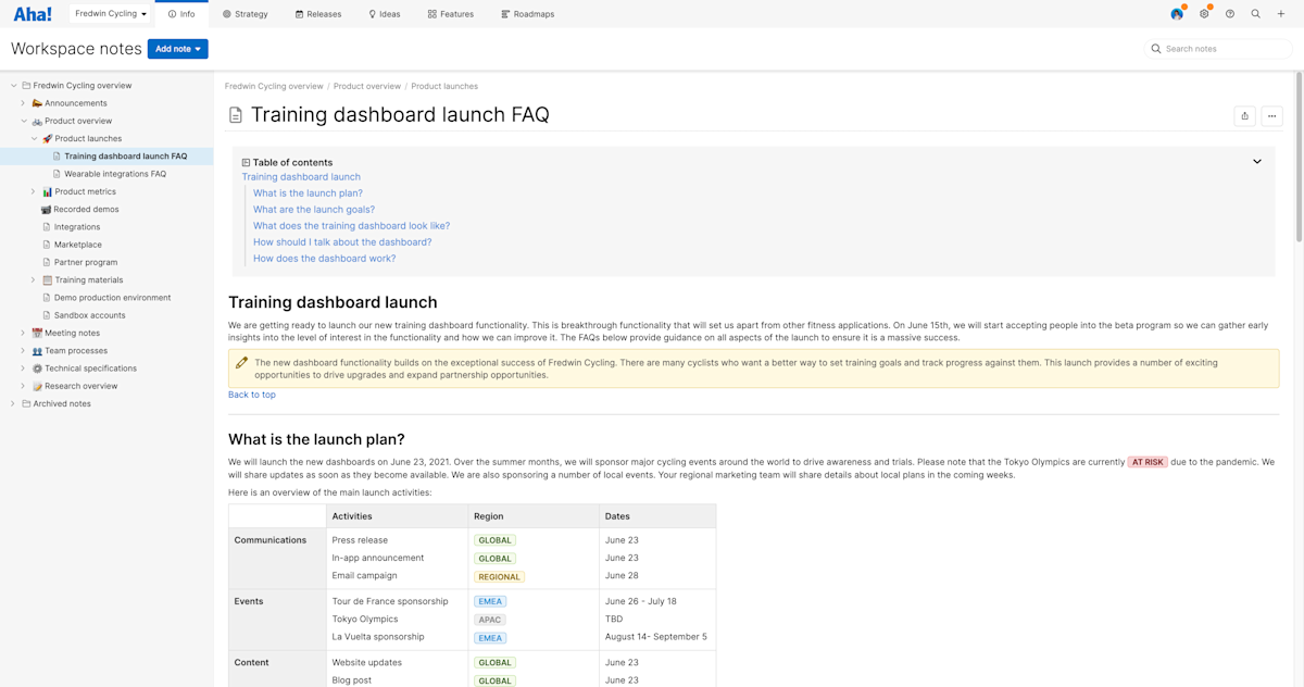 Internal Knowledge Base | Aha! software