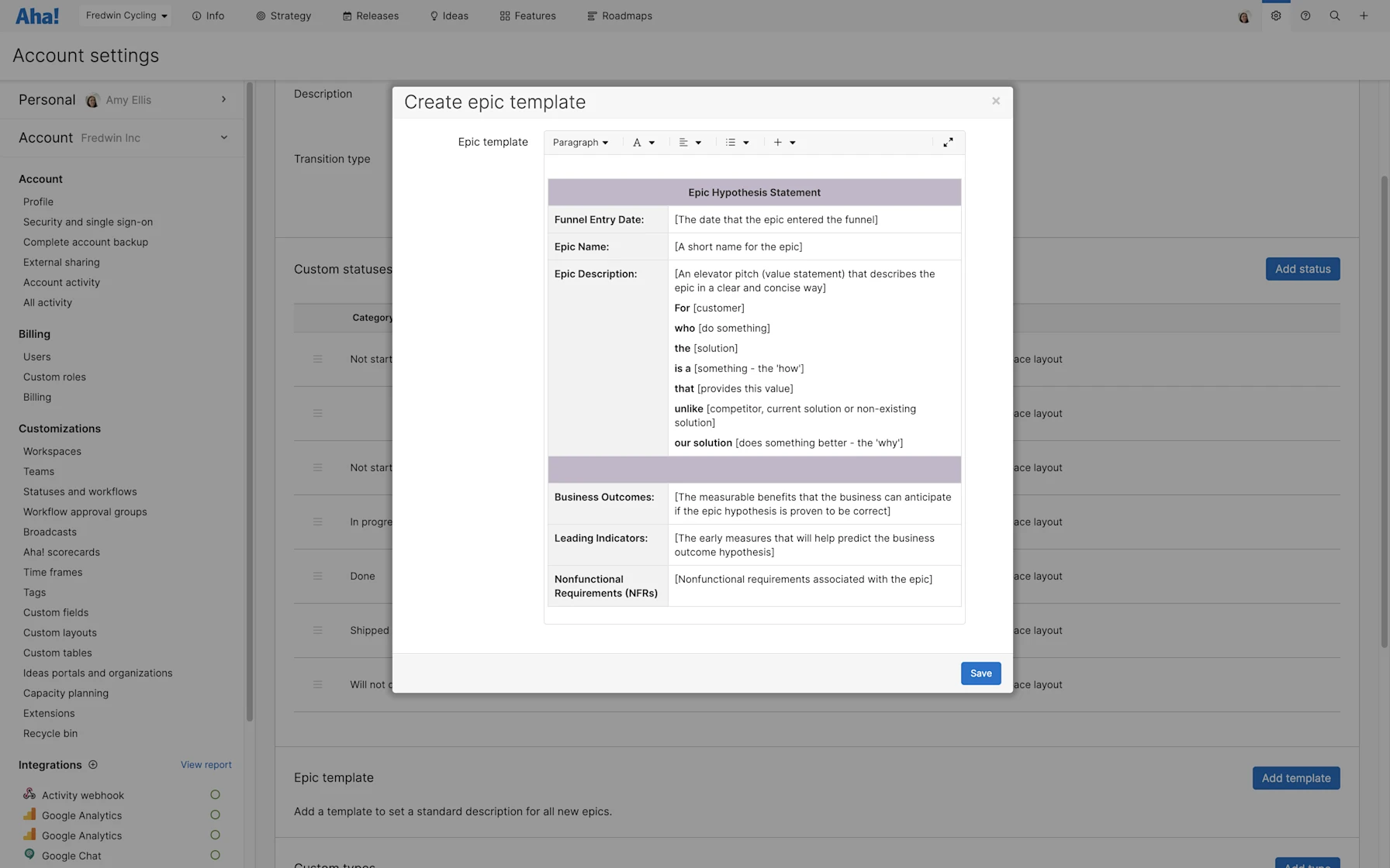 Build Custom Templates for Initiatives and Epics