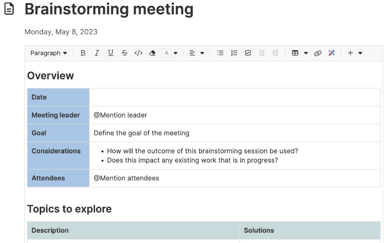 Brainstorming meeting Template - Create a Brainstorming meeting | Aha ...