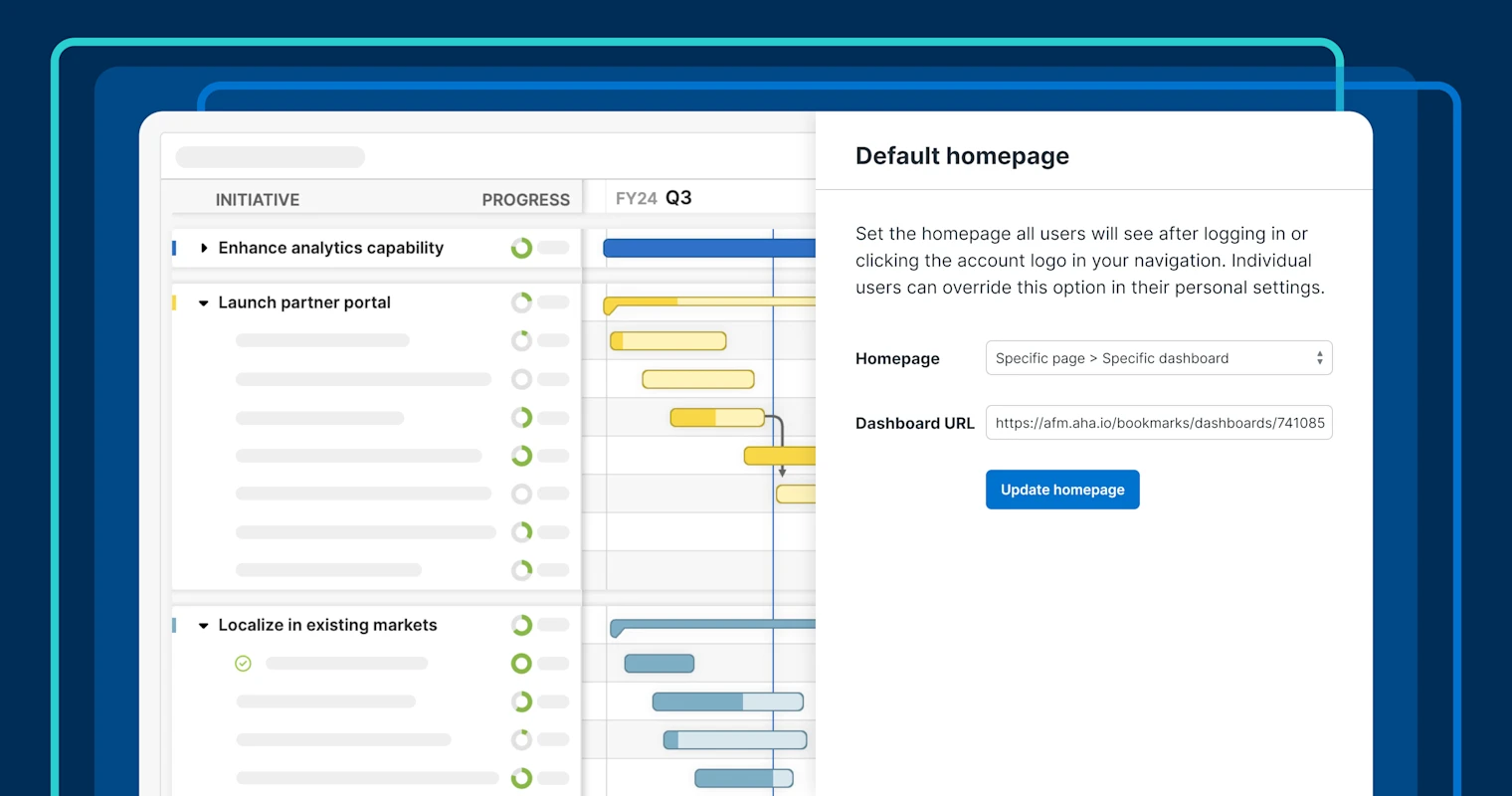 Set a default homepage for everyone in your account