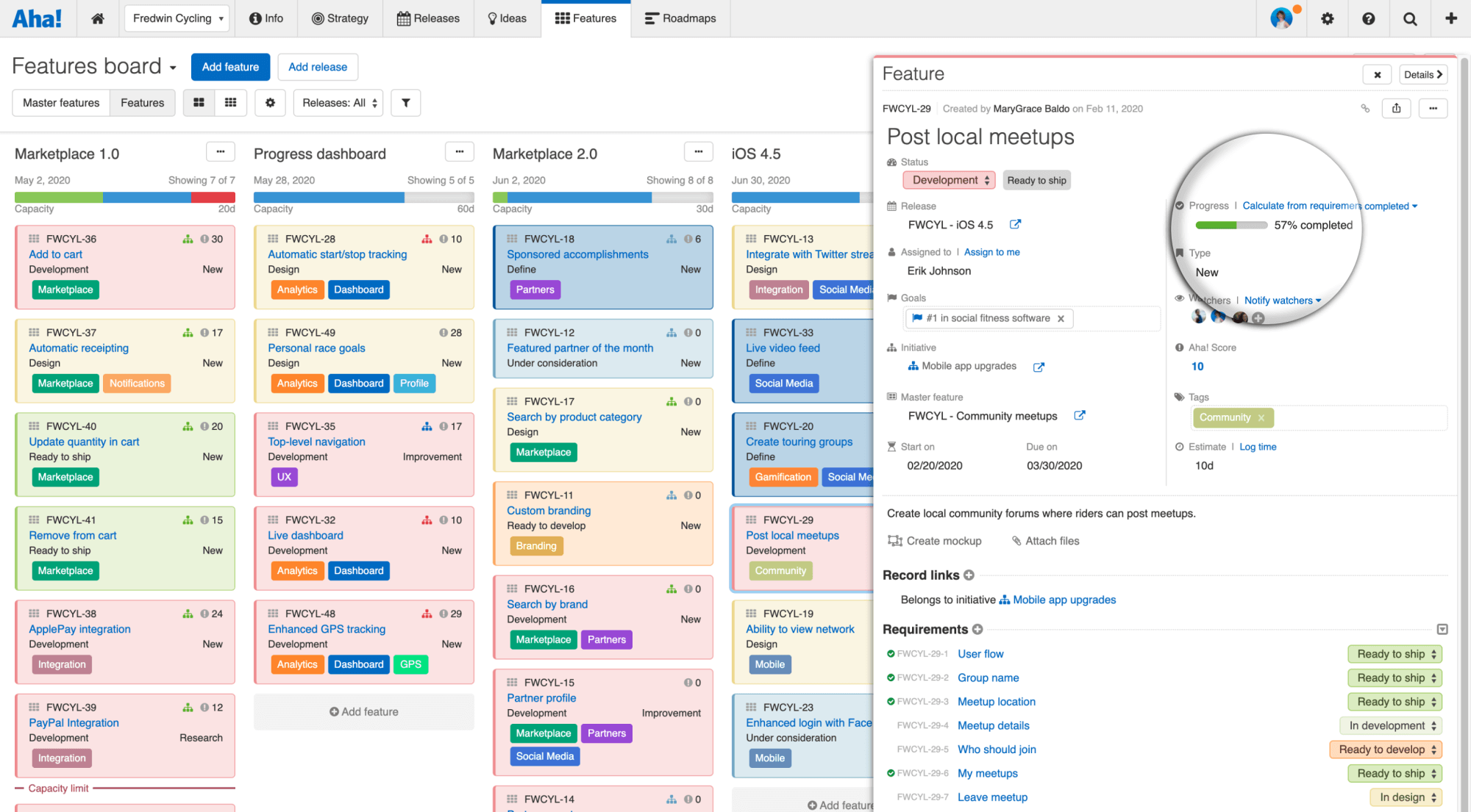 Just Launched! — Show Progress Bars on the Features Roadmap | Aha! software