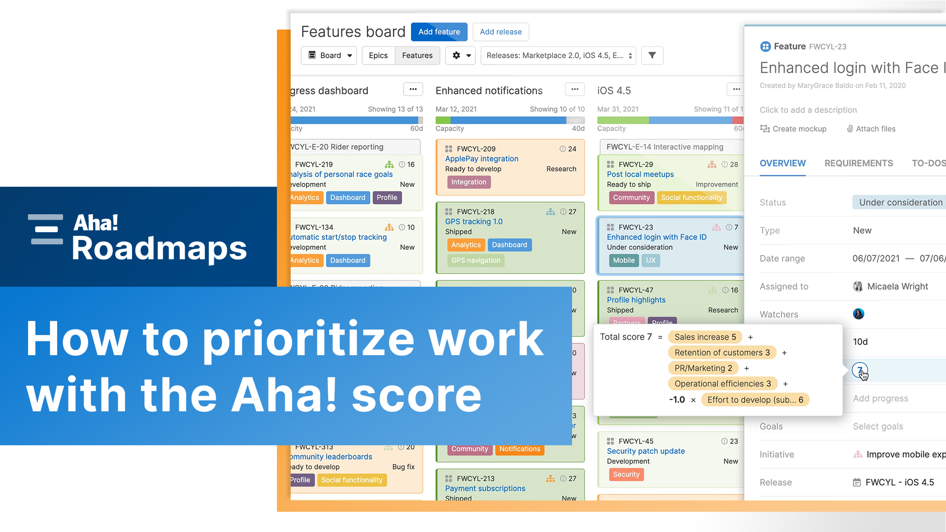 Aha! Roadmaps | How to prioritize work with the Aha! score