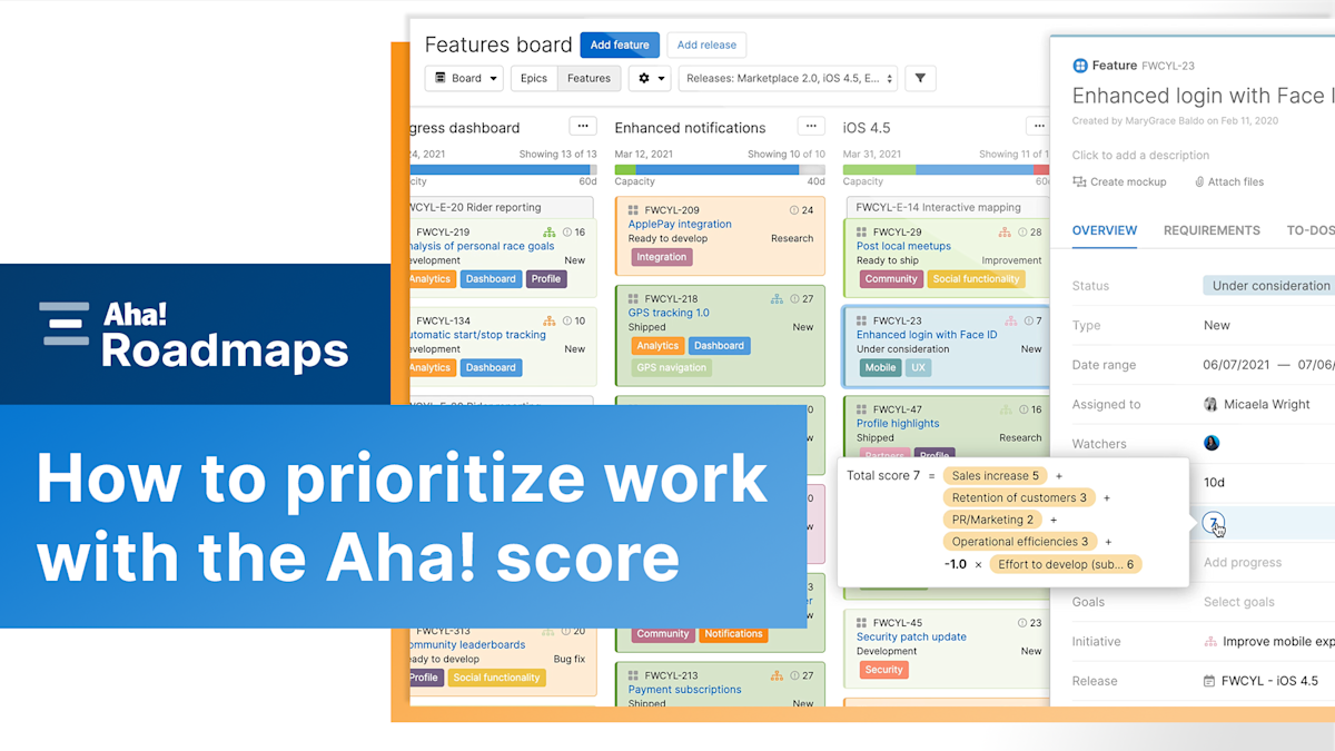 Aha! Roadmaps | How to prioritize work with the Aha! score | Aha! software
