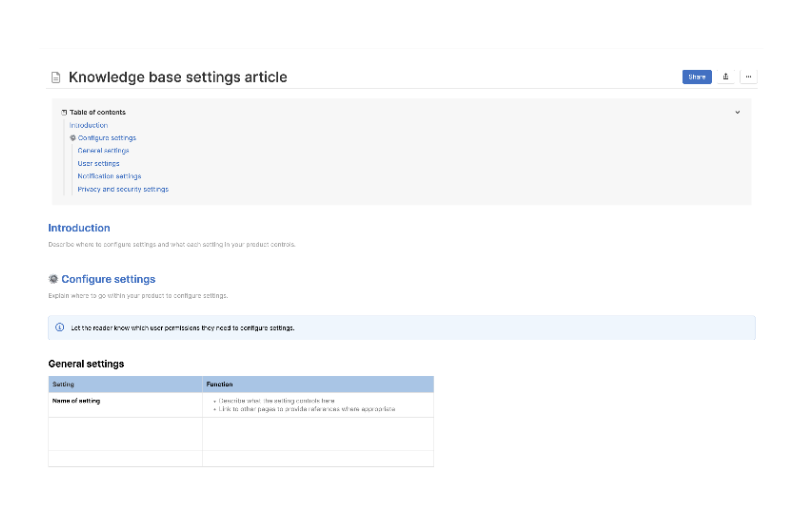 Knowledge base settings article Template - Create a Knowledge base settings article | Aha! software