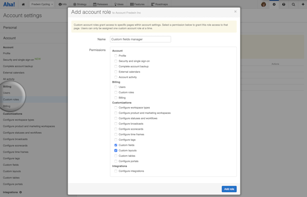 Just Launched! — Create Custom Account and Workspace Roles | Aha! software