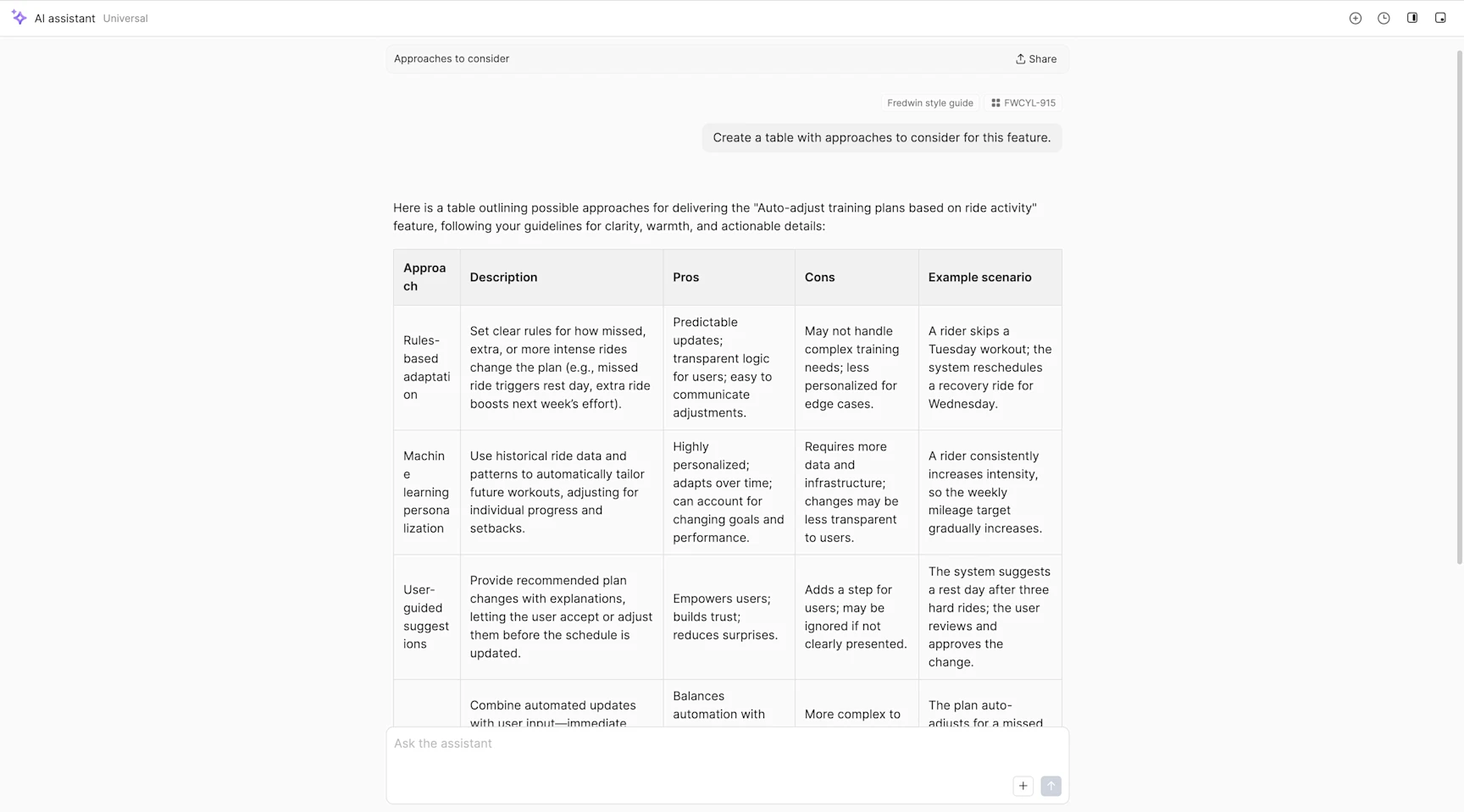 Approaches to consider | Aha! AI prompt library