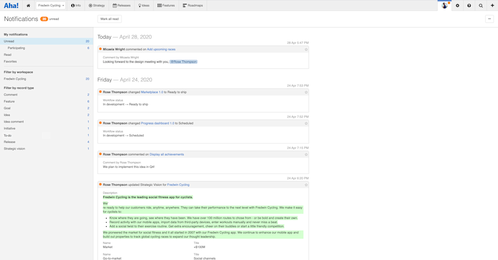 Slack Roadmap Tool Integration | Aha! software