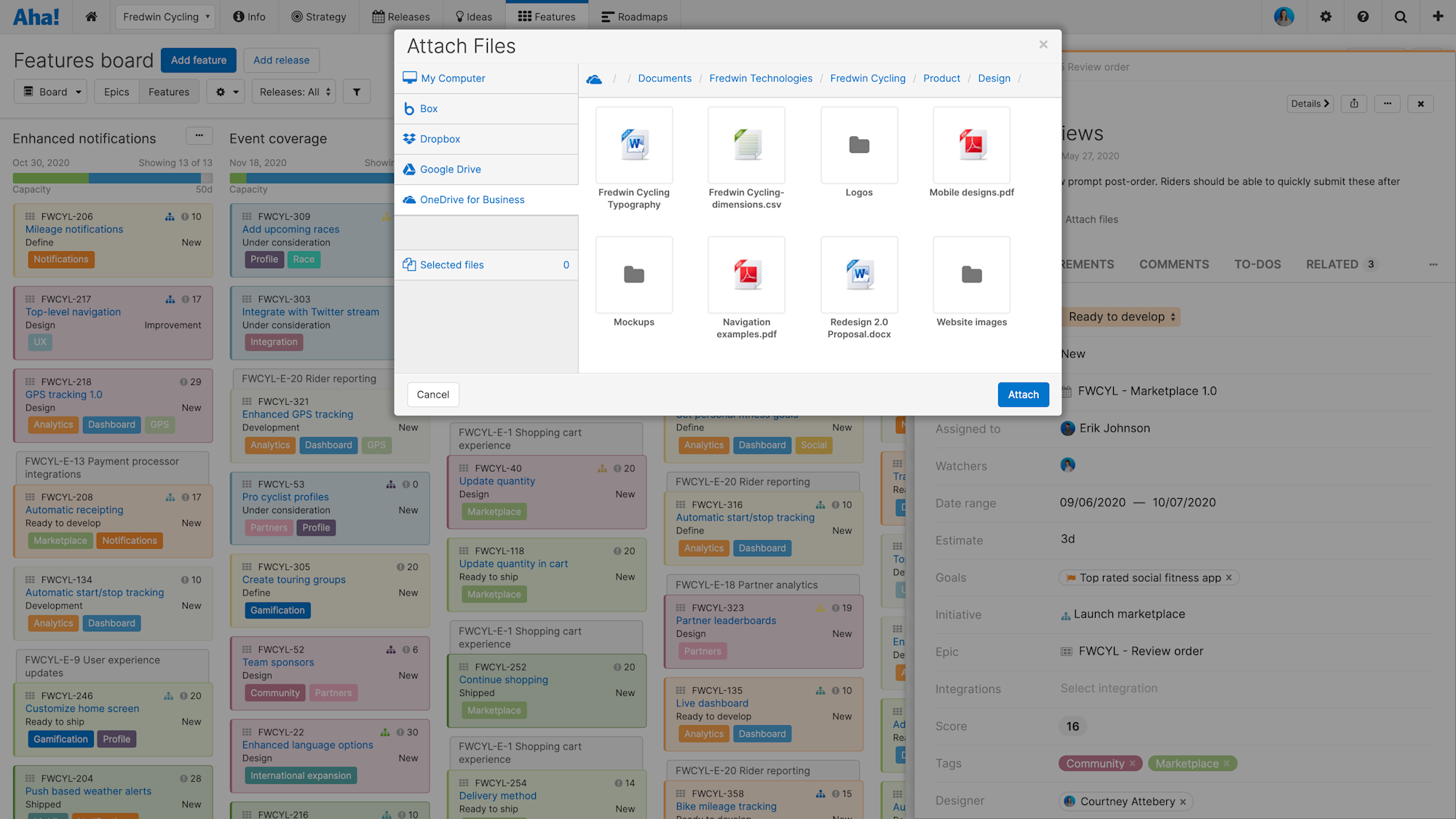 OneDrive Roadmap Tool Integration | Aha! software
