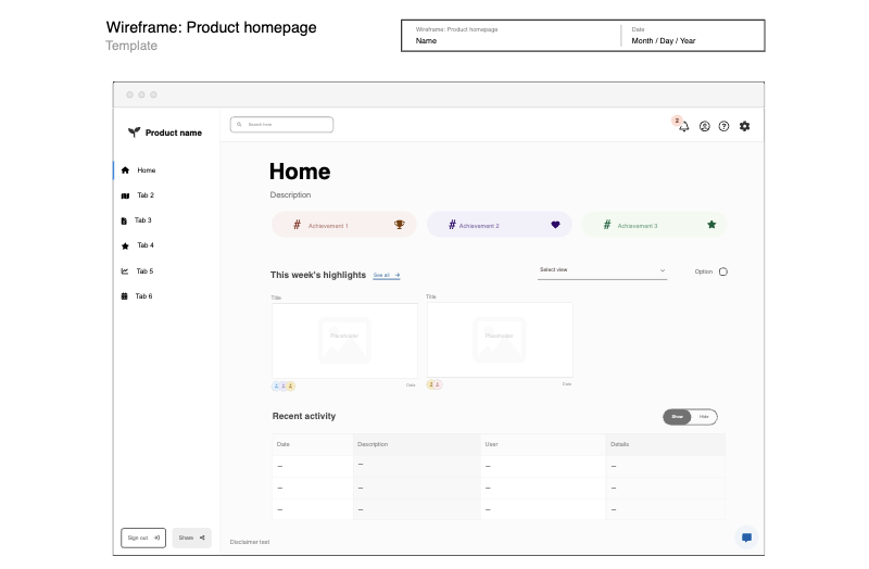 Product homepage wireframe Template - Create a Product homepage ...