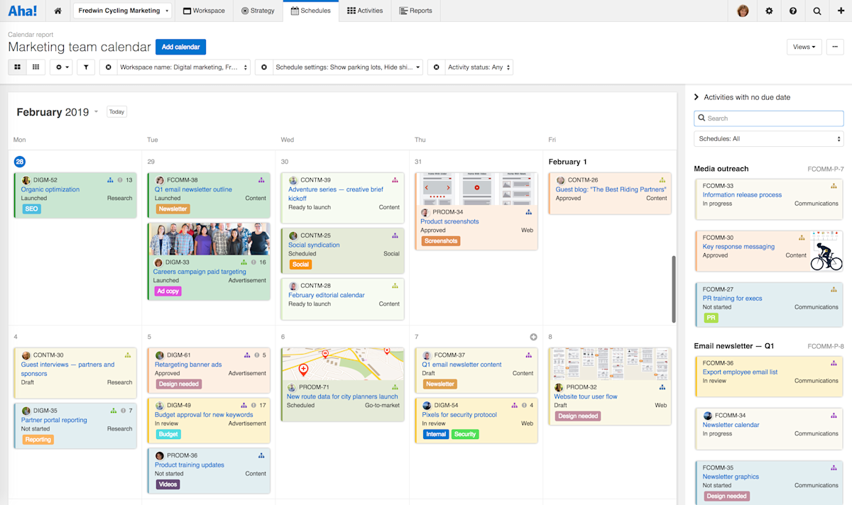 Just Launched! — Enhanced Calendar to Visualize Activities | Aha! software