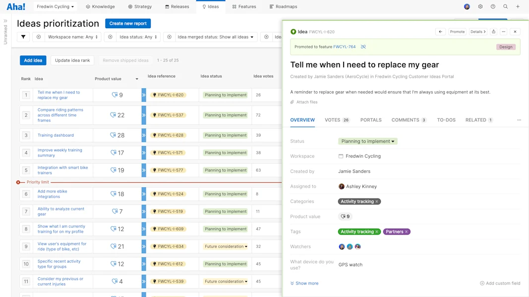 Aha! Ideas — Integrate with Aha! Roadmaps