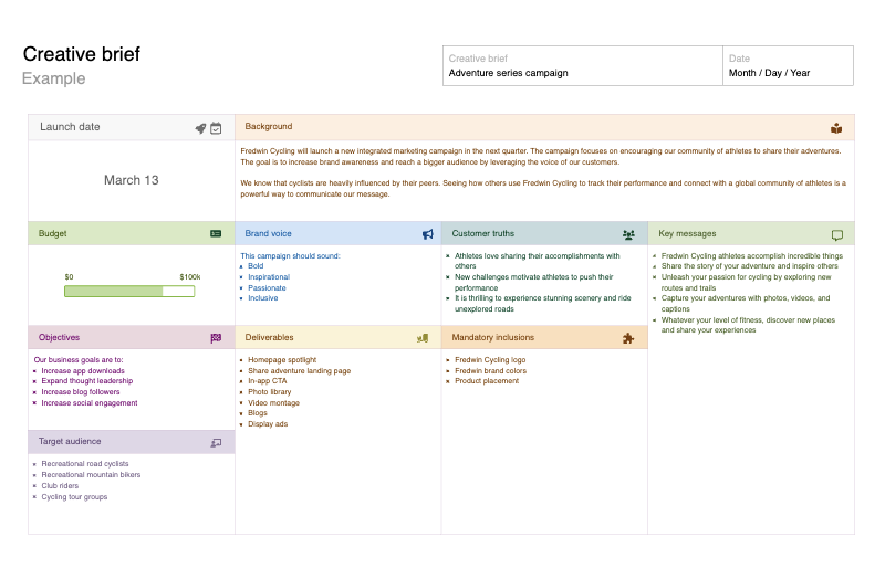 Creative brief Template - Create a Creative brief | Aha! software