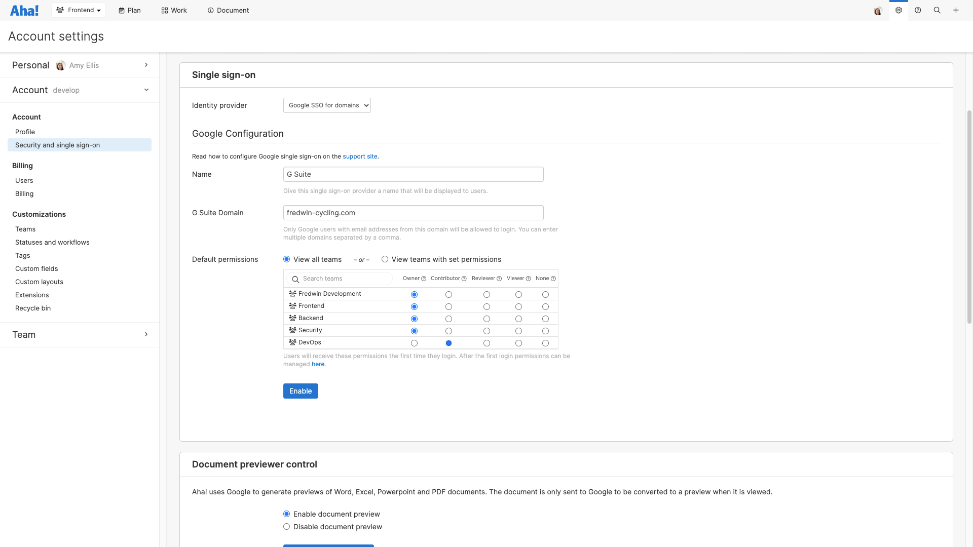 Access Aha! Develop via Single Sign-On | Aha! software