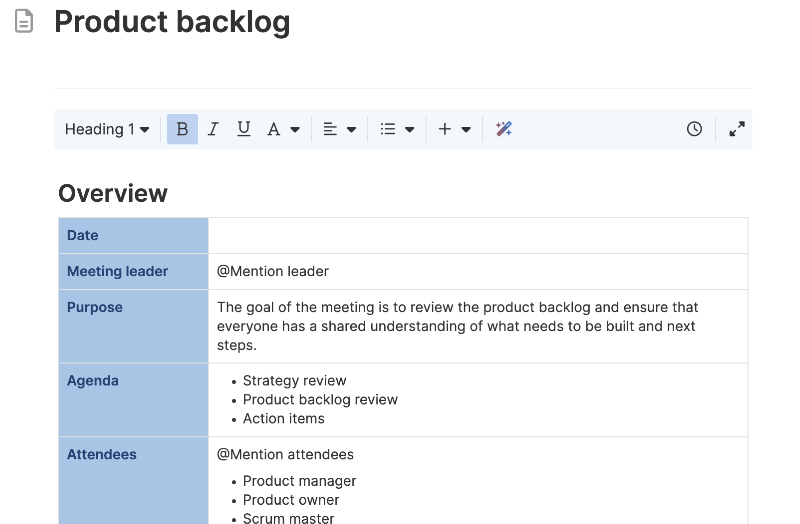 Product Backlog Refinement Meeting Template | Try for Free