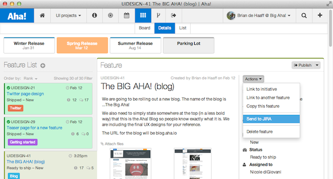 Aha! Launches Visual Product Roadmaps for Jira | Aha! software