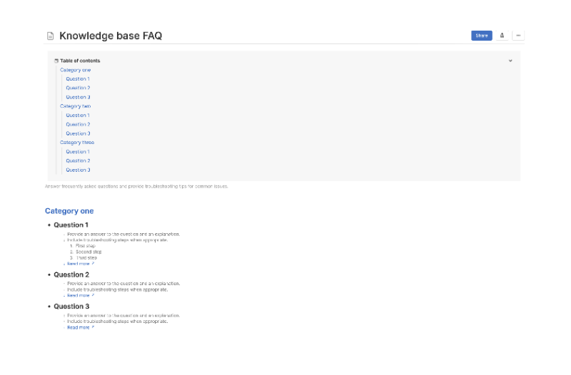 Knowledge base FAQs Template - Create a Knowledge base FAQs | Aha! software