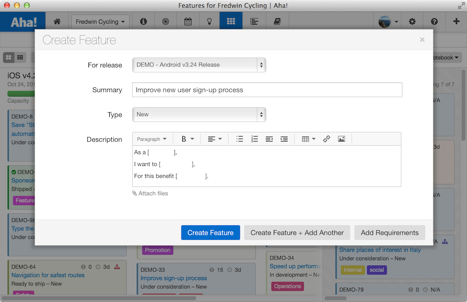 Just Launched! — Add Custom Feature and Requirement Templates | Aha ...
