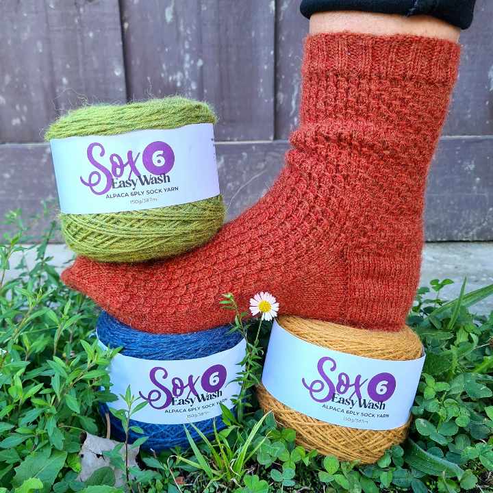 Alpaca Yarns NZ Sox 6 Textured sock Kit | Craftee Cottage