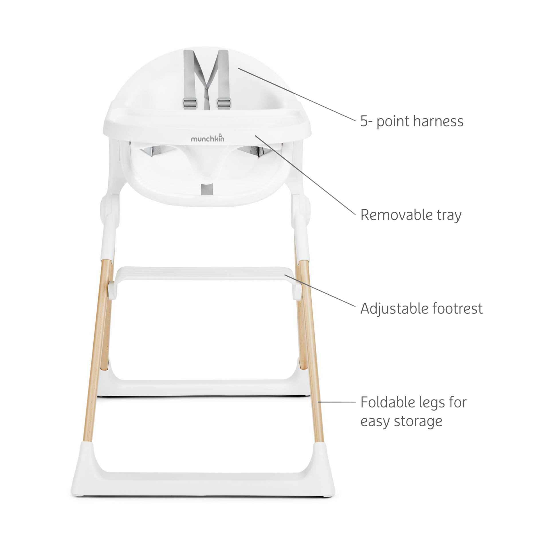 Munchkin Float Easy Clean Foldable High Chair - White | Babylist Shop