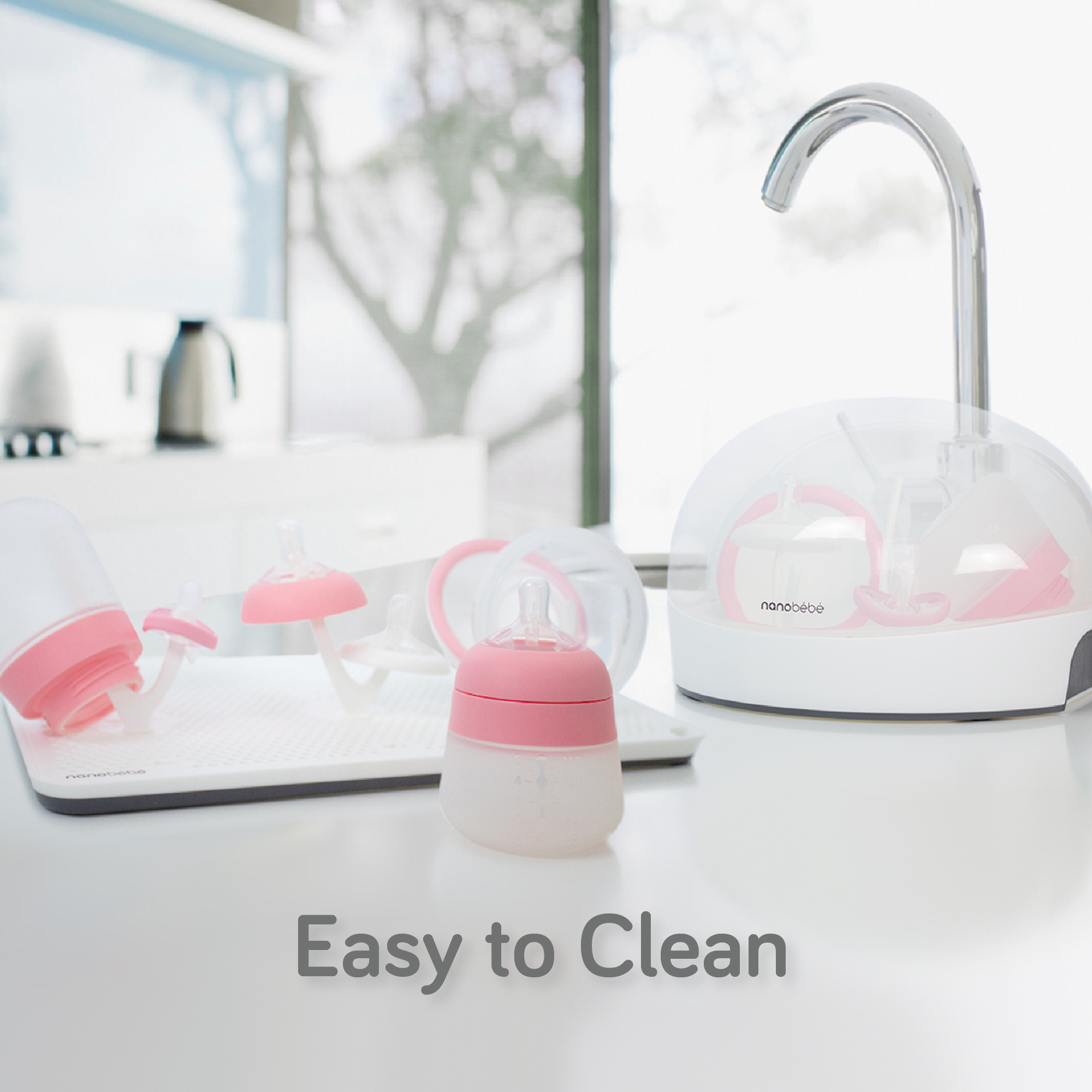 Nanobebe Flexy Silicone Baby Bottle - Pink & White, 5 Oz, 4 | Babylist Shop