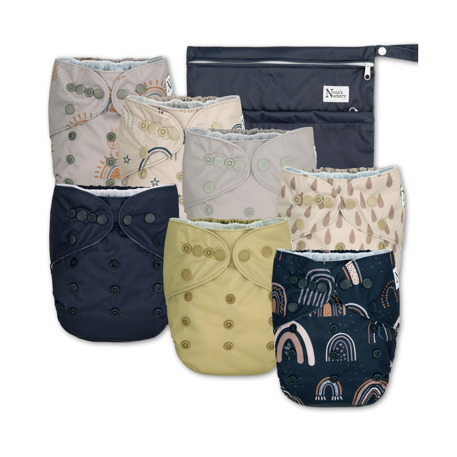 Nora's Nursery Cloth Pocket Diapers (7 Pack) - Sunshine & Rainbows ...