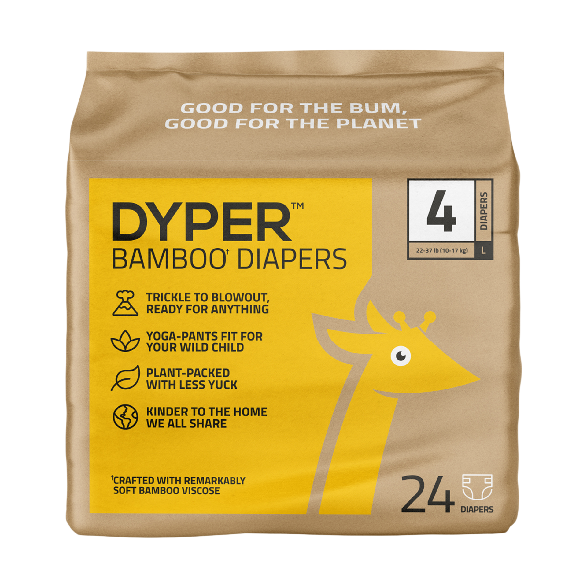 DYPER Bamboo Viscose Baby Diapers - Size 4, 24 Count | Babylist Shop