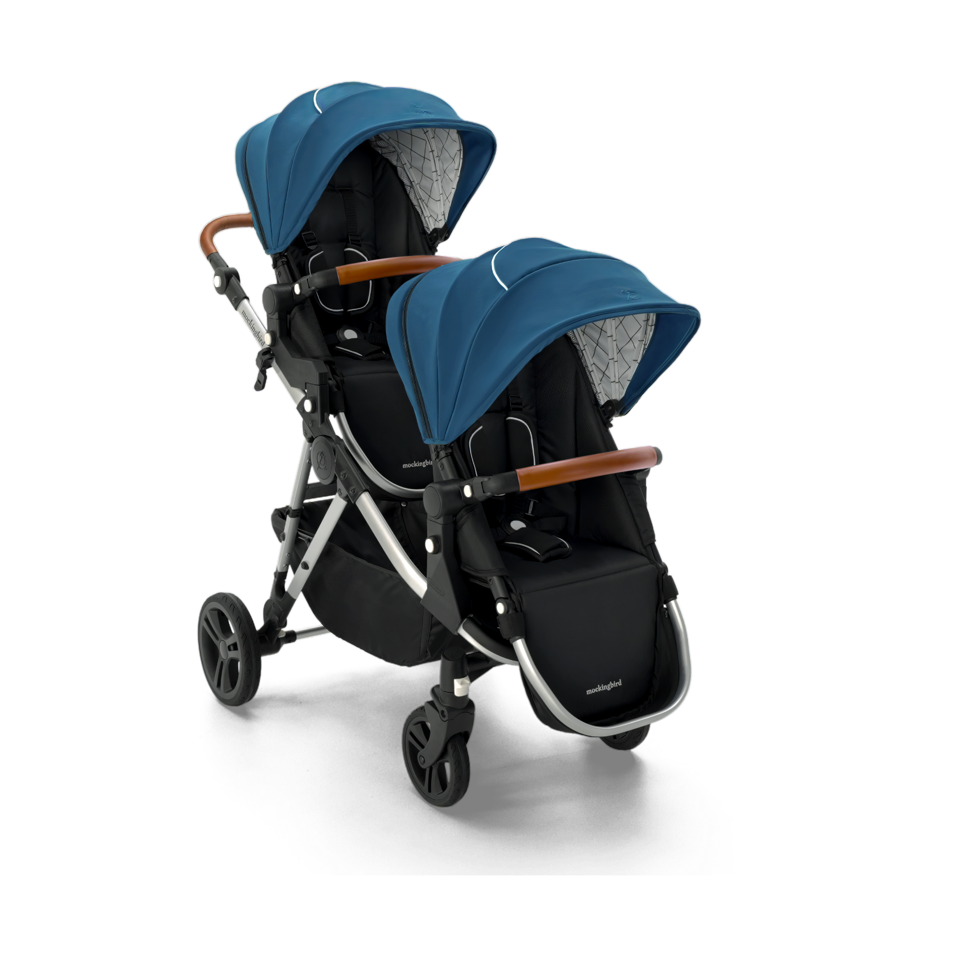 Mockingbird Single-to-Double Stroller 2.0 - Sea/Windowpane Canopy With ...