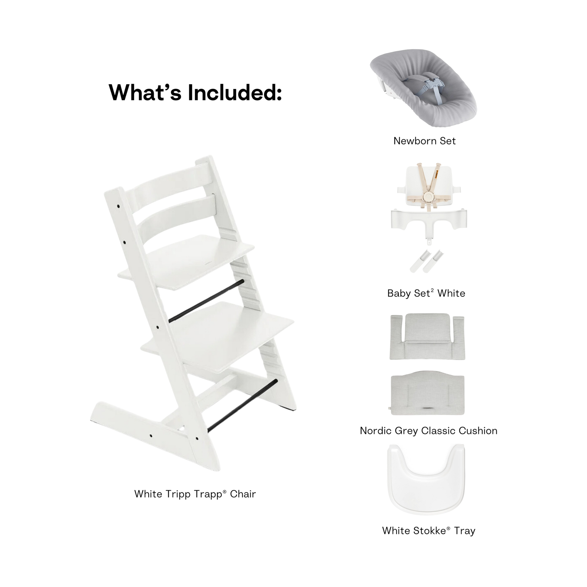 Stokke Tripp Trapp High Chair Complete² + Newborn Set - White/Nordic ...