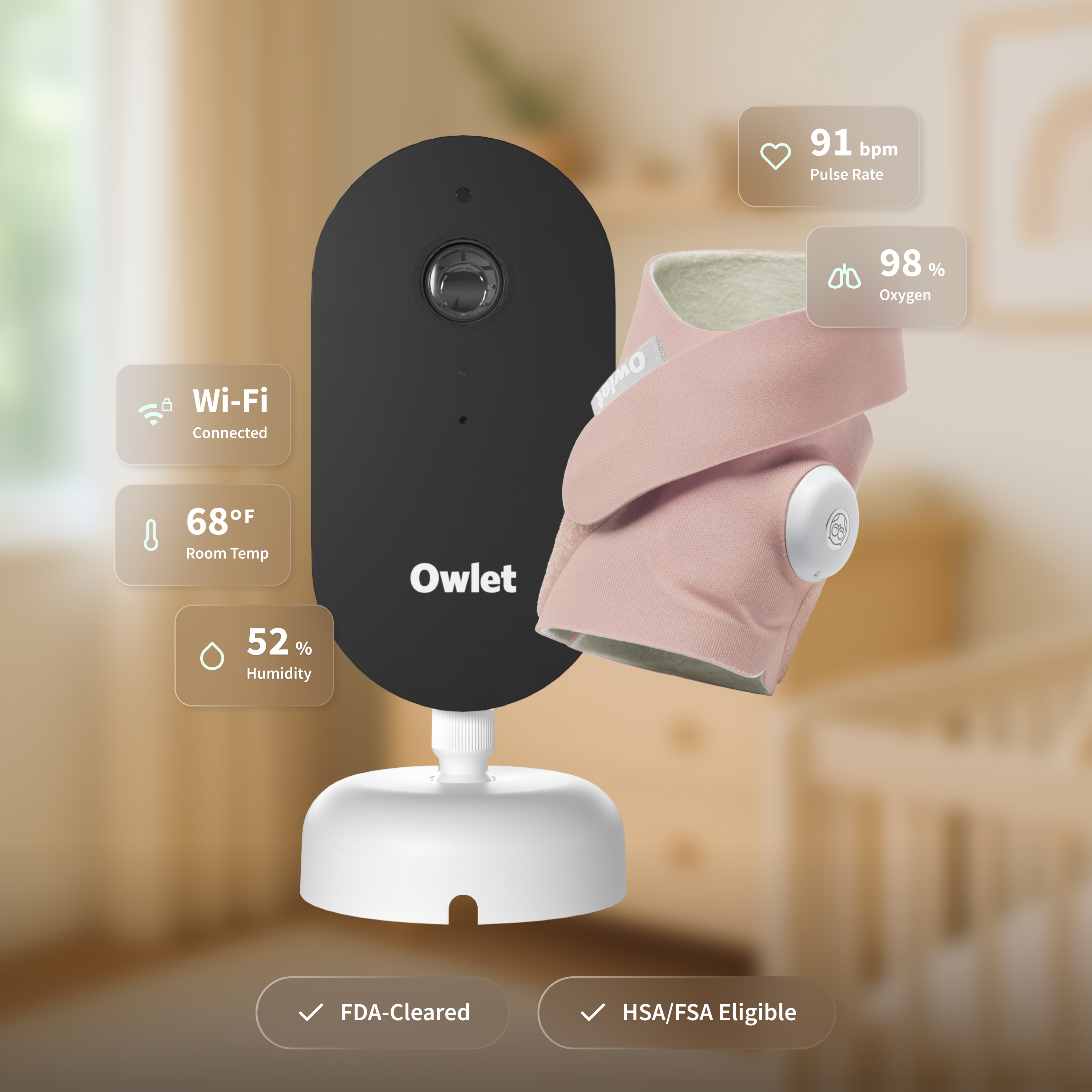 Owlet Dream Duo (Gen 3) Smart Baby Monitoring Bundle - Dusty Rose | Babylist Shop