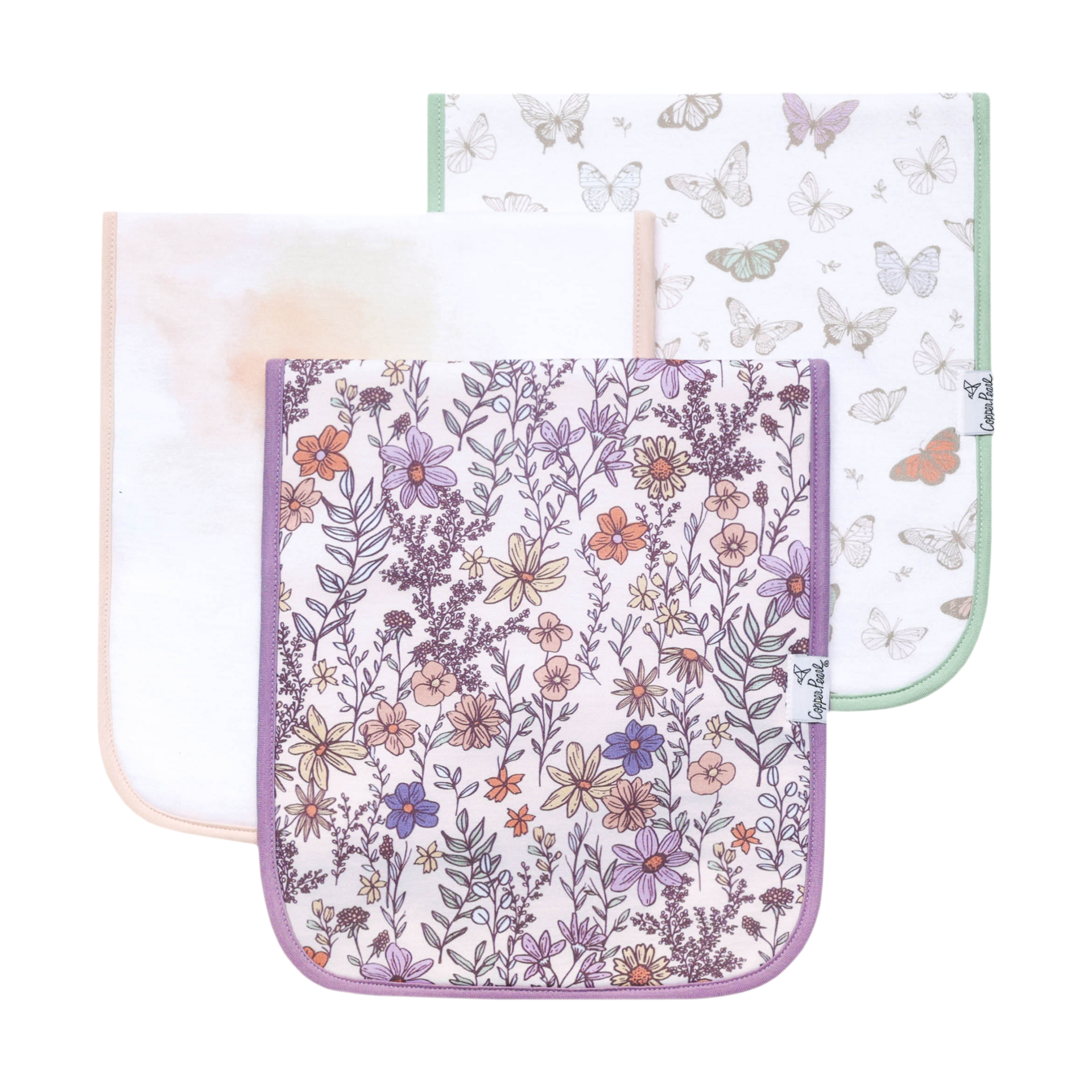 Copper Pearl Printed Burp Cloth Set - Flora | Babylist Shop