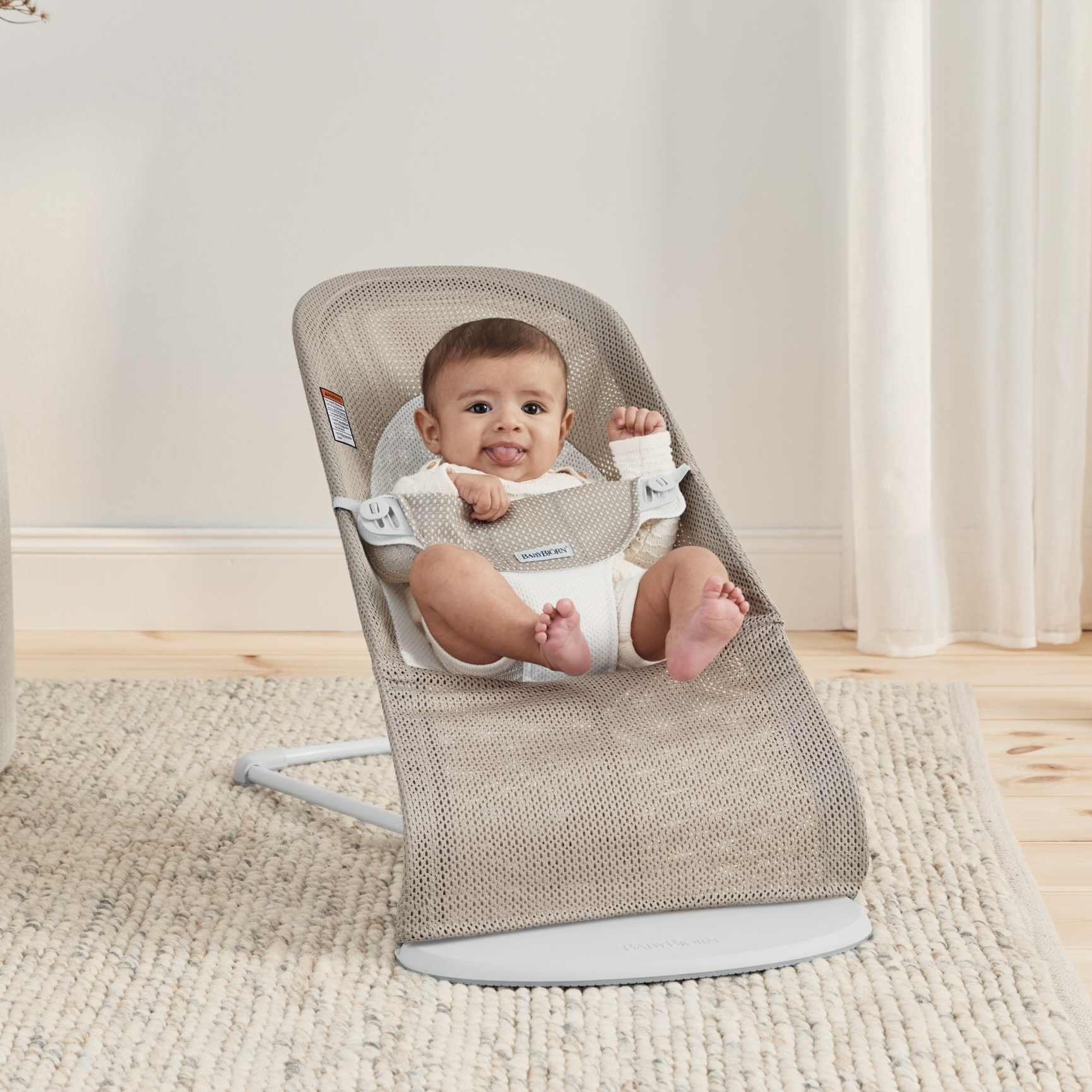 BabyBjörn Bouncer Balance Soft - Mesh/Gray Beige/White | Babylist Shop