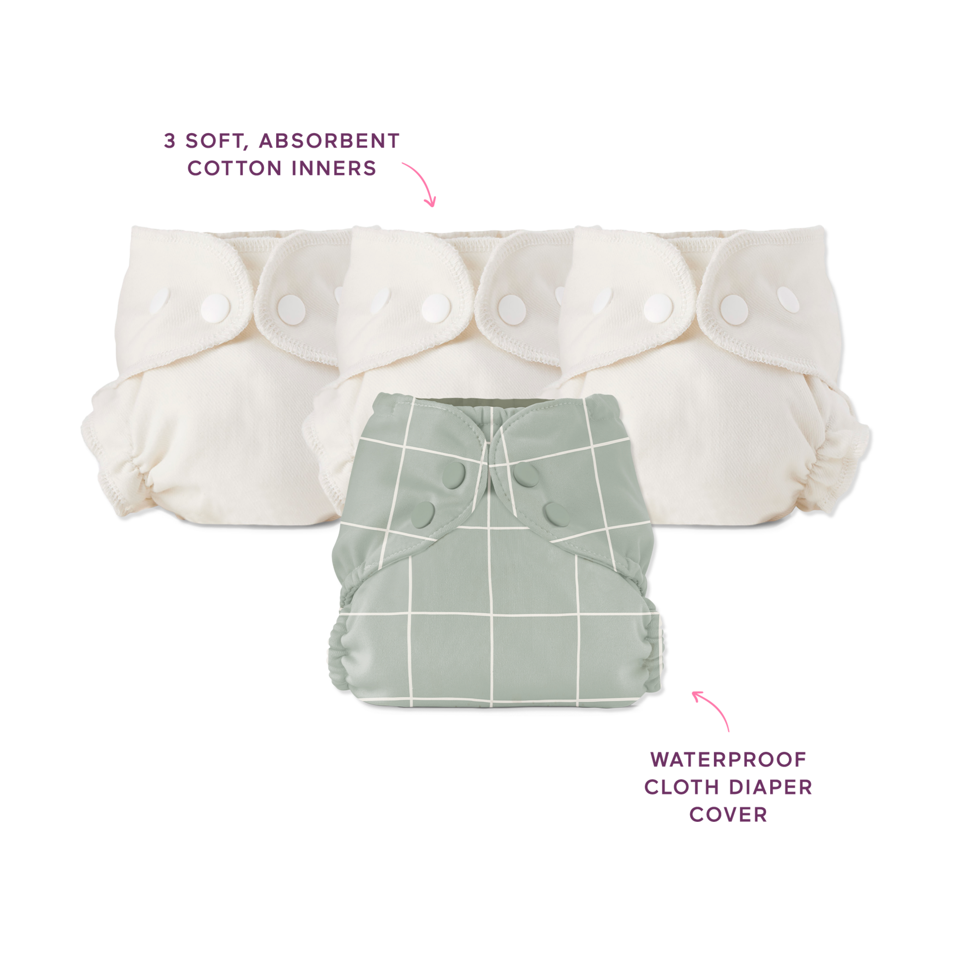 Esembly Blowout Proof Cloth Diaper Bundle - Lattice, Size 1 (7-17lbs ...