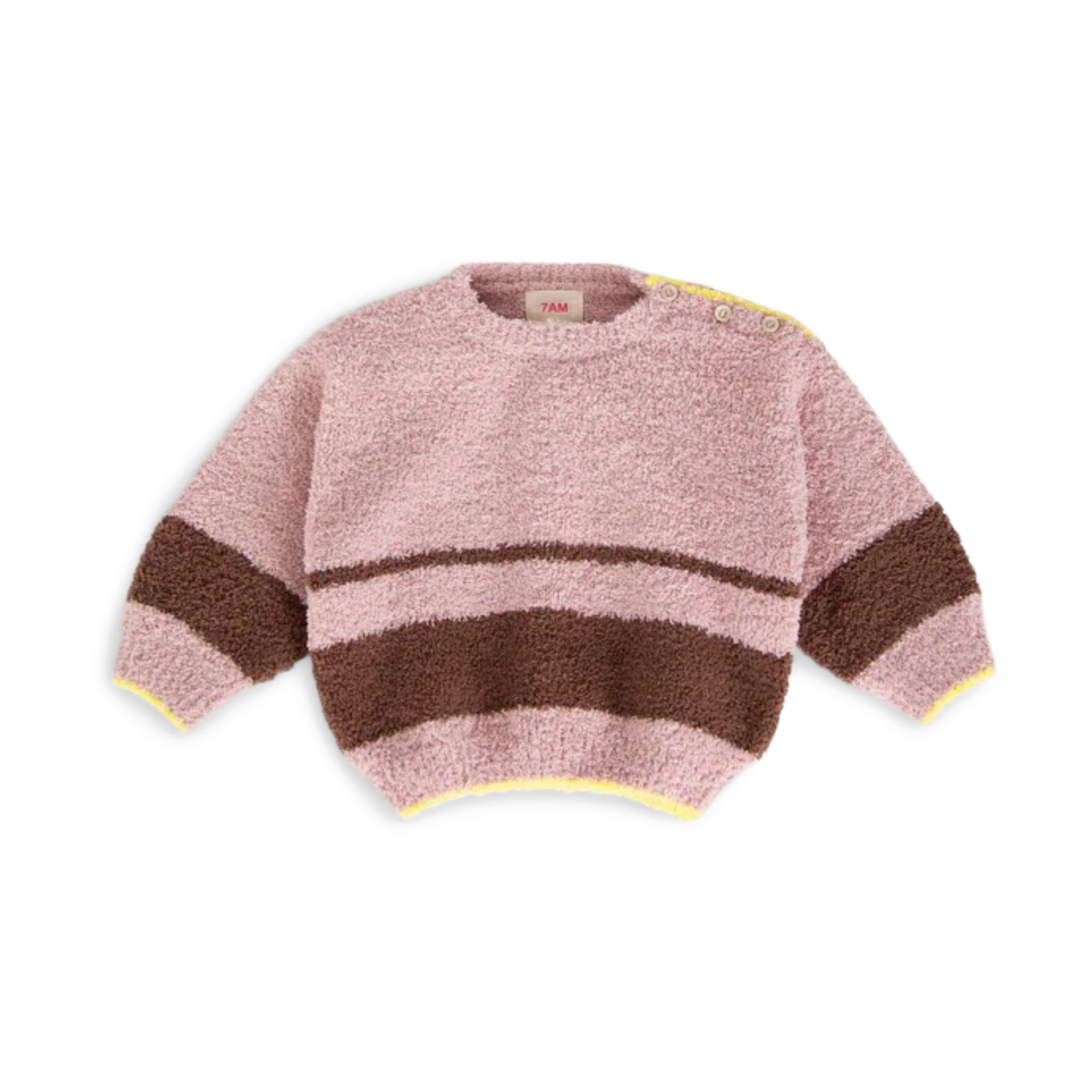 7AM Enfant Striped Sweater - Ash Rose, Choco, 2-3 T | Babylist Shop