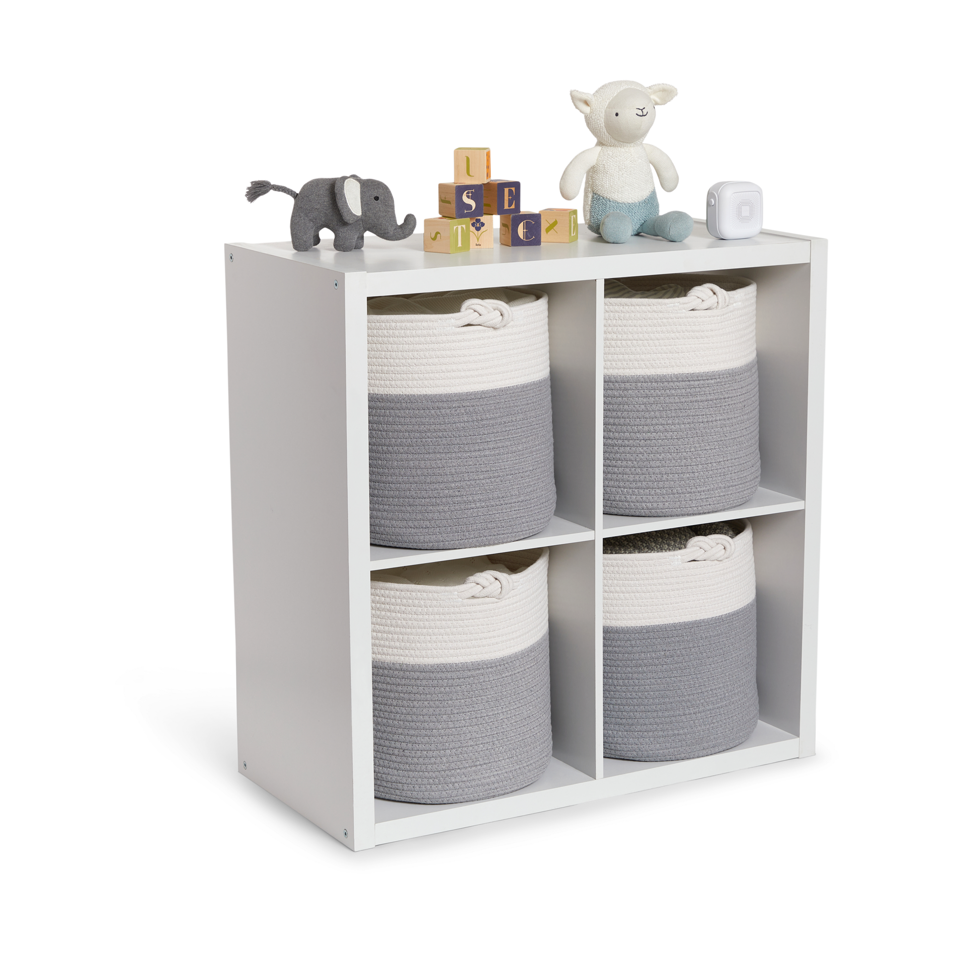 Sprucely Cubby Rope Basket (2 Pack) - Grey, Medium | Babylist Shop