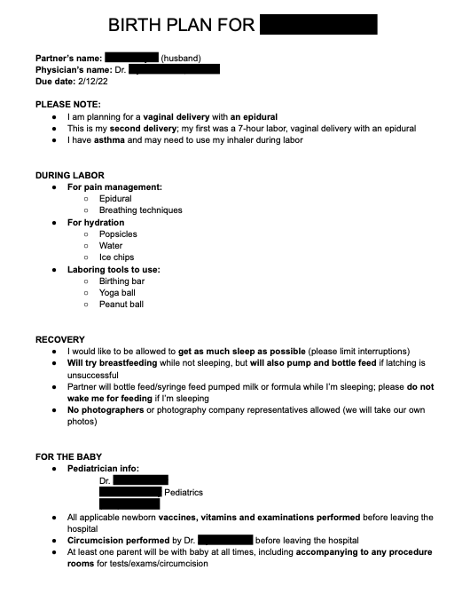 Birth Plan Template | How To Write A Perfect Labor & Delivery Plan