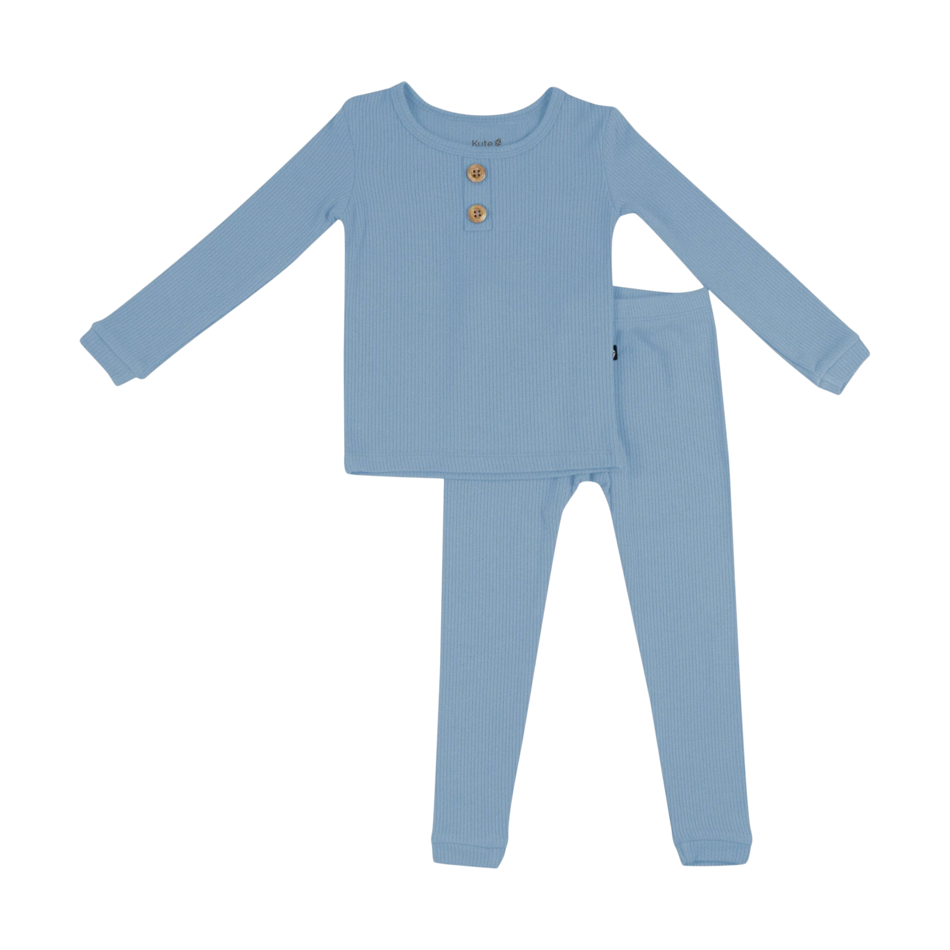 Kyte Baby Ribbed Henley Set - Slate, 3 T | Babylist Shop